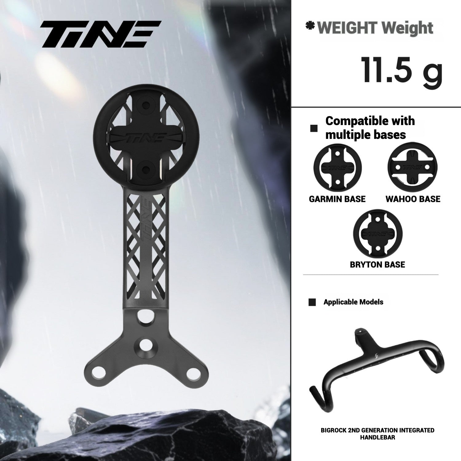 TNE BigRock Integrated Handlebar 3D Printed Titanium Computer Mount